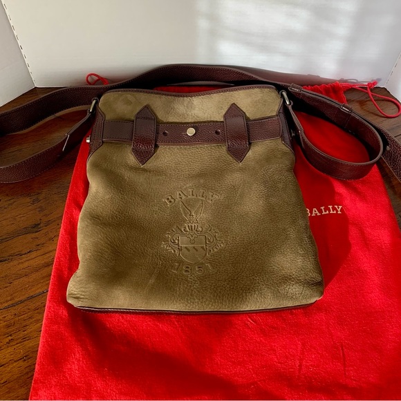 Bally | Bags | Bally One Season And Limited Olive Green Suedebrown Leather Shouldercrossbody ...